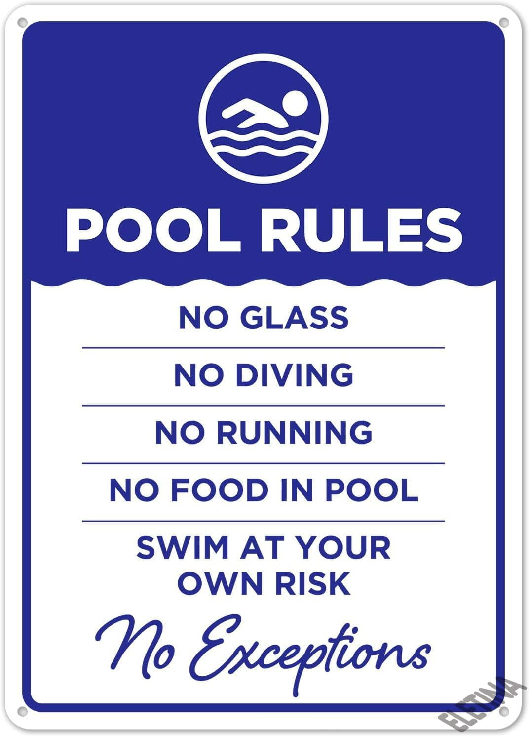 Warning Sign,Pool Rules Sign,Pool Rules - No Exceptions Sign Pool ...