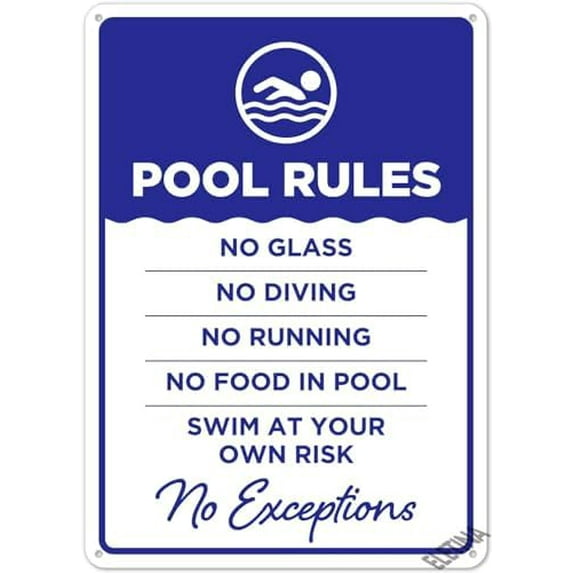Warning Sign,Pool Rules Sign,Pool Rules - No Exceptions Sign Pool ...