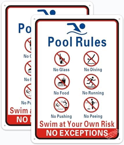 Warning Sign,Pool Rules Sign,Pool Rules Sign, No Diving No Glass Metal ...