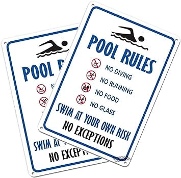 Warning Sign,Pool Rules Sign,Pool Safety Sign 8"X12" Metal Aluminum ...