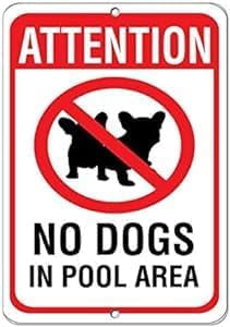 Warning Sign,Pool Rules Sign,Pool Safety Sign Attention No Dog in Pool ...
