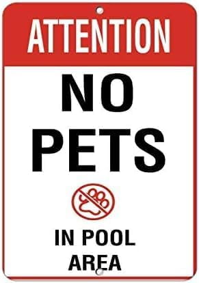 Warning Sign,Pool Rules Sign,Pool Safety Sign Attention No Pets in Pool ...