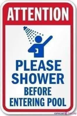 Warning Sign,Pool Rules Sign,Pool Safety Sign Attention Please Shower ...