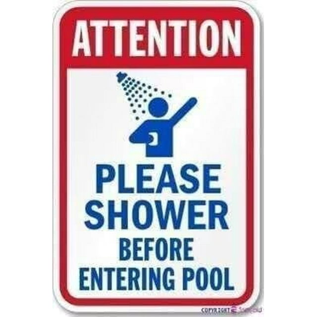 Warning Sign,Pool Rules Sign,Pool Safety Sign Attention Please Shower ...
