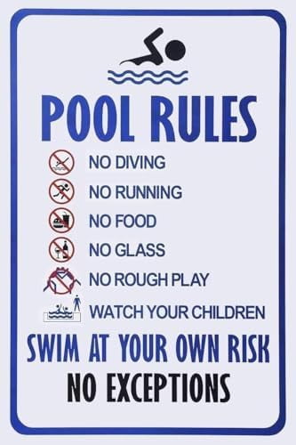 Warning Sign,Pool Rules Sign,Pool Safety Sign No Diving No Running No ...