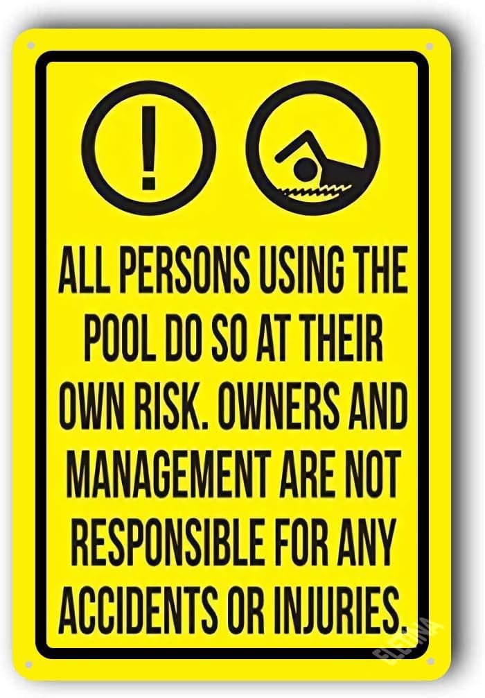 Warning Sign,Pool Rules Sign,Pool Safety Sign Liability All Persons ...