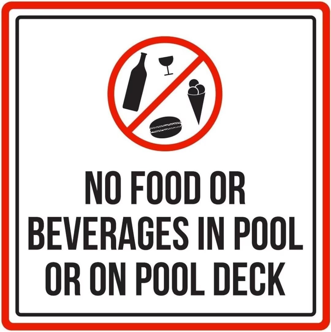 Warning Sign,Pool Rules Sign,Pool Safety Sign No Food Or Beverages in ...