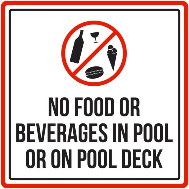 Warning Sign,Pool Rules Sign,Pool Safety Sign No Food Or Beverages in ...