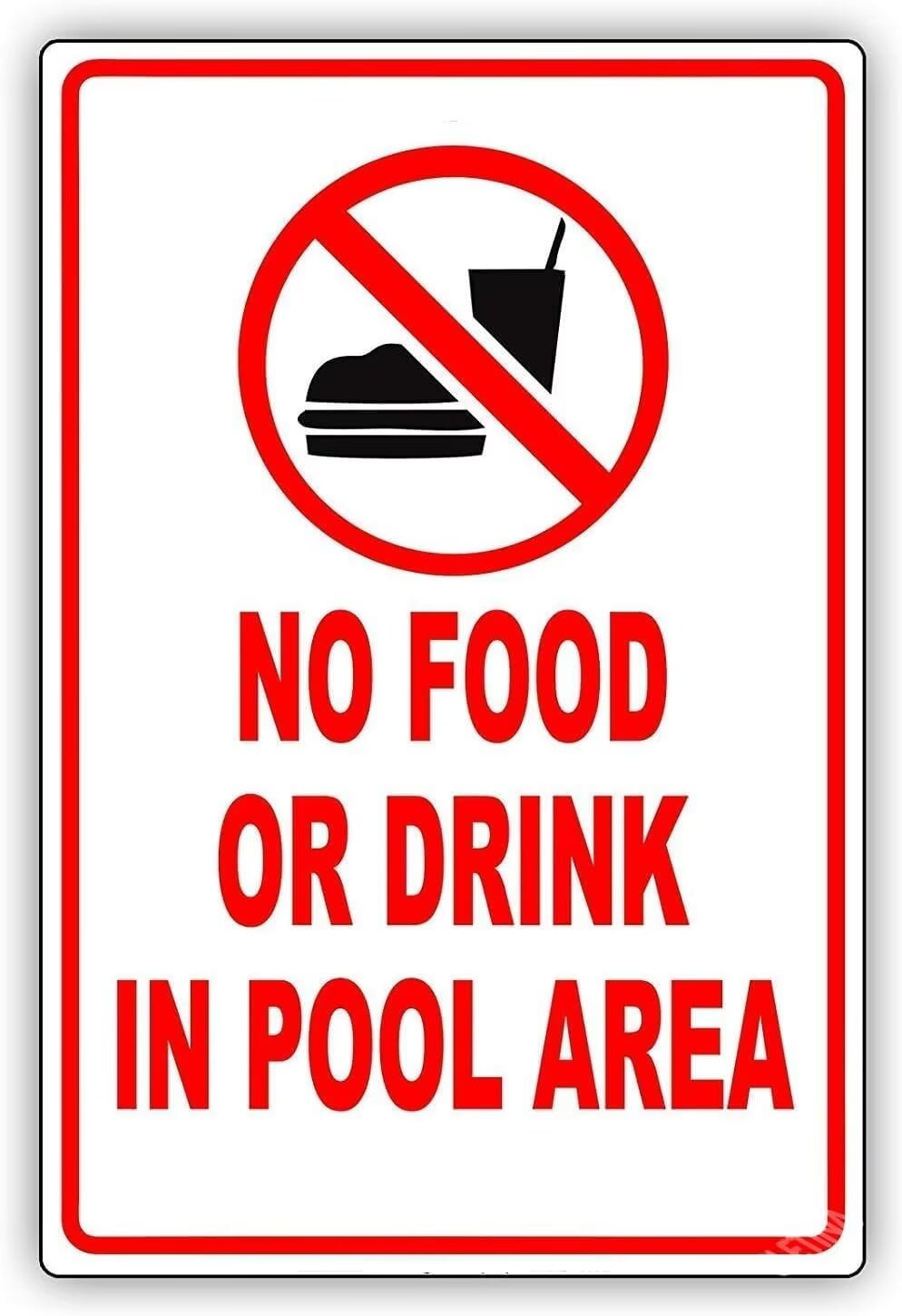 Warning Sign,Pool Rules Sign,Pool Safety Sign No Food Or Drinks in Pool ...