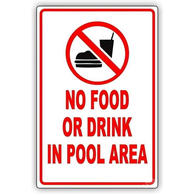 Warning Sign,Pool Rules Sign,Pool Safety Sign No Food Or Drinks in Pool ...