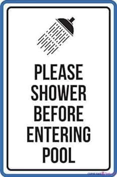 Warning Sign,Pool Rules Sign,Pool Safety Sign Please Shower Before ...