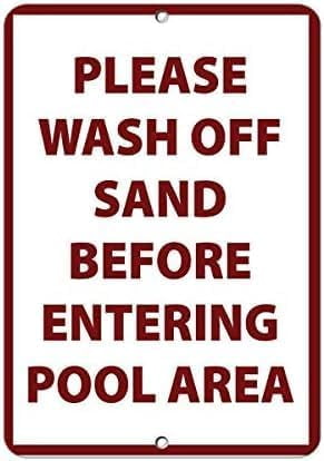 Warning Sign,Pool Rules Sign,Pool Safety Sign Please Wash Off Sand ...