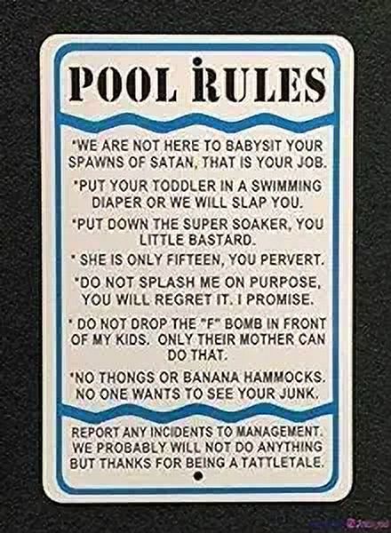 Warning Sign,Pool Rules Sign,Pool Safety Sign Pool Rules Funny Sign ...