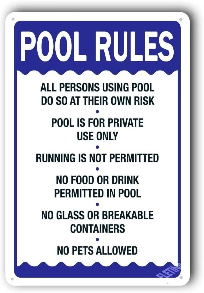 Warning Sign,Pool Rules Sign,Pool Safety Sign Pool Sign,No Food or ...