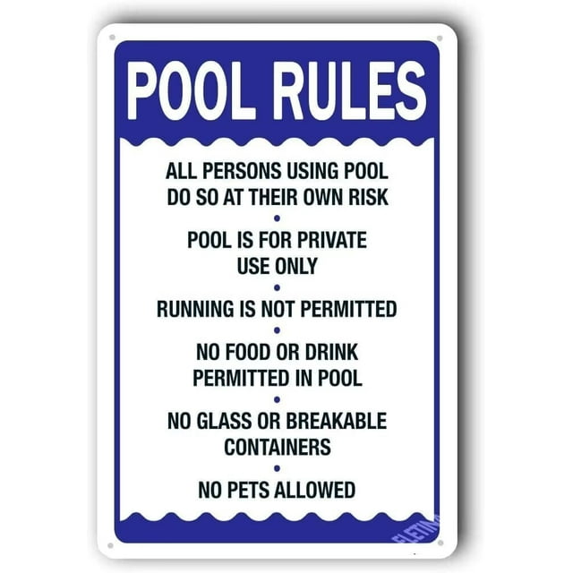 Warning Sign,Pool Rules Sign,Pool Safety Sign Pool Sign,No Food or ...