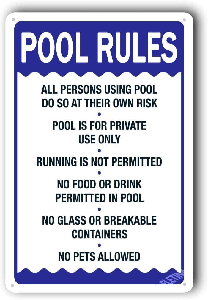 Warning Sign,Pool Rules Sign,Pool Safety Sign Pool Sign,No Food or ...