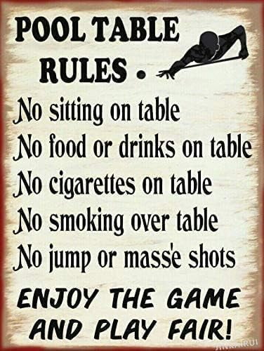 Warning Sign,Pool Rules Sign,Pool Safety Sign Pool Table Rules Billards ...
