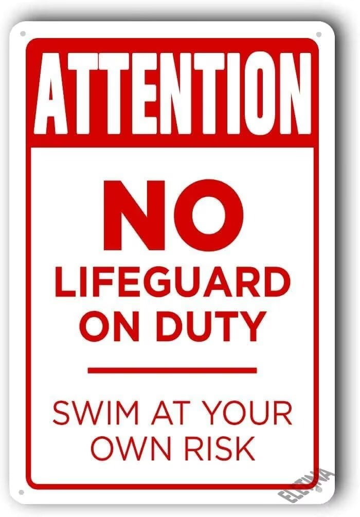 Warning Sign,Pool Rules Sign,Pool Safety Sign Warning No Lifeguard On ...