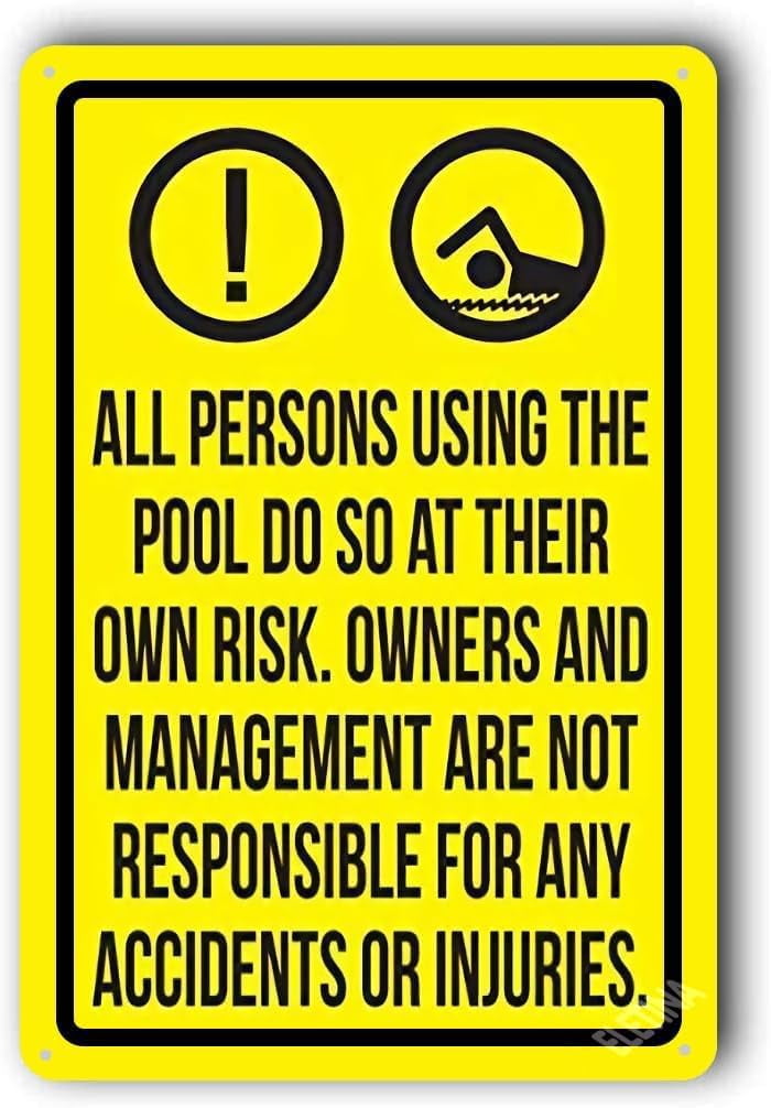 Warning Sign,Pool Rules Sign,Pool Safety Sign Warning No Lifeguard On ...
