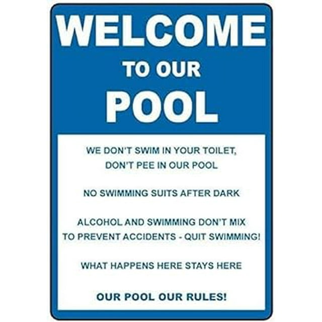 Warning Sign,Pool Rules Sign,Pool Safety Sign Welcome Pool Don't Swim ...