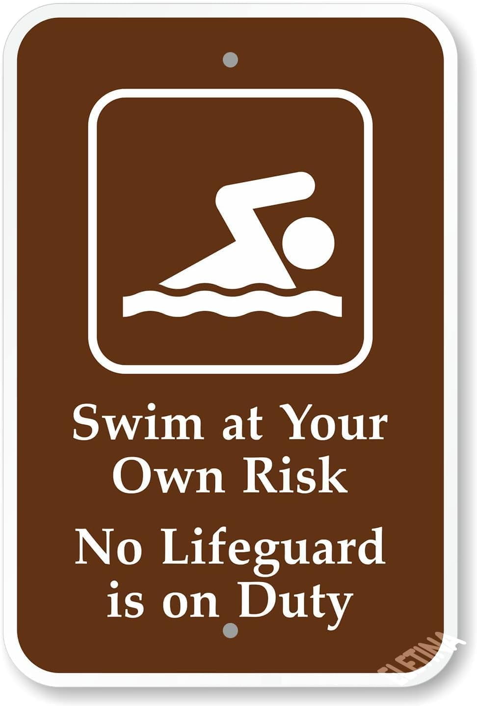 Warning Sign,Pool Rules Sign,Swim At Your Own Risk - No Lifeguard On ...
