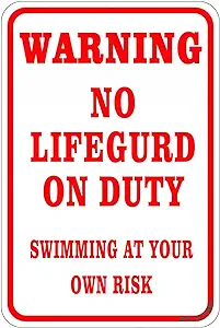 Warning Sign,Pool Rules Sign,Warning - No Lifeguard On Duty, Swim at ...