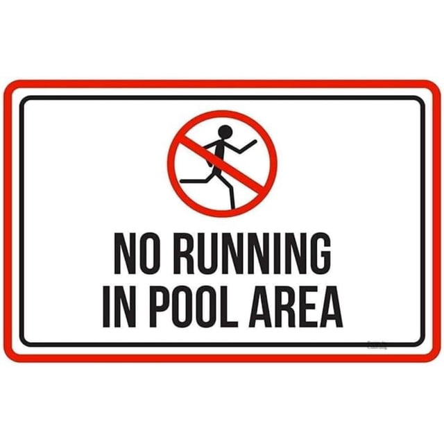 Warning Sign,Pool Rules Sign,Warning Sign No Running In Pool Area Spa ...