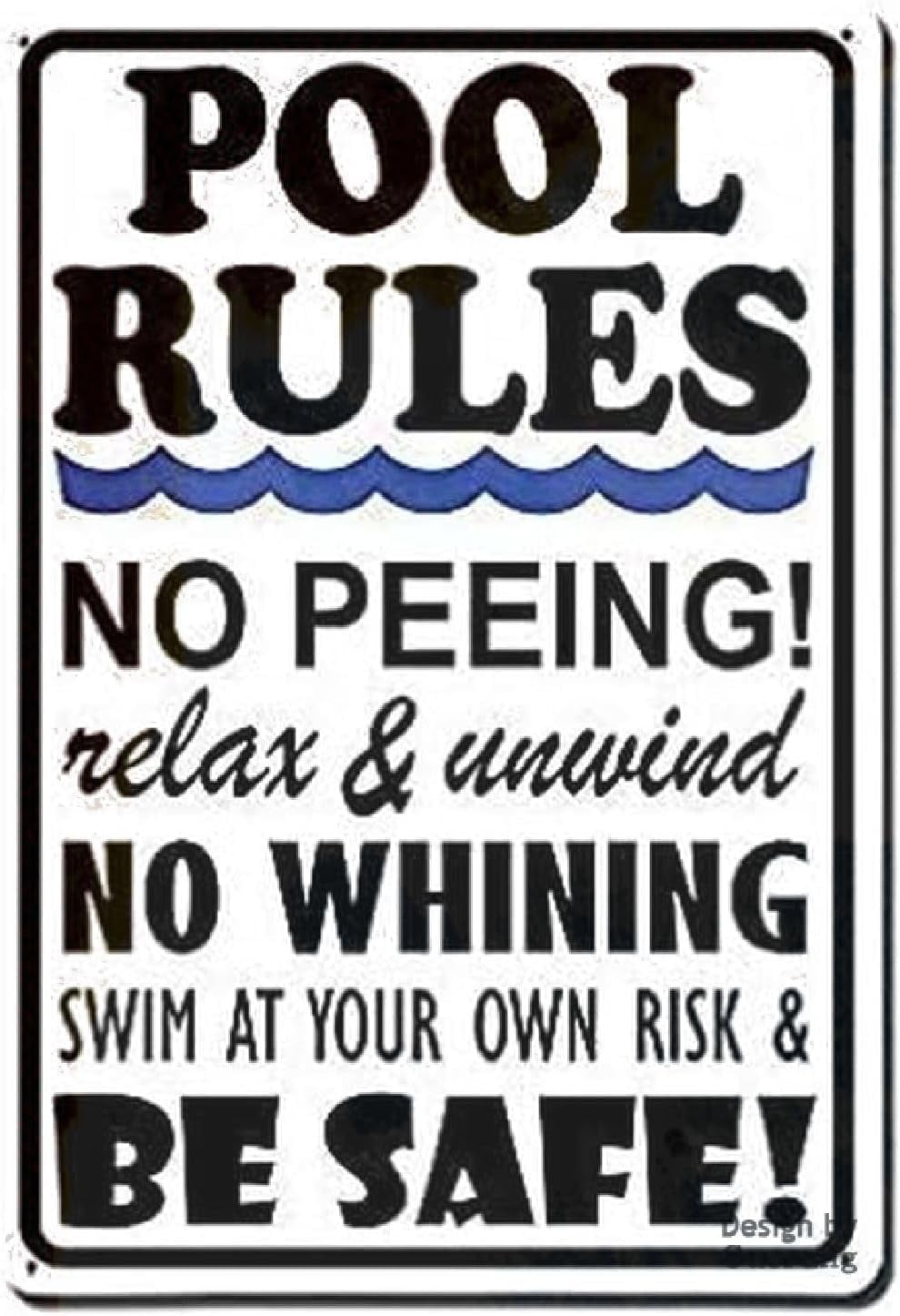 Warning Sign,Pool Rules Sign,pool Rules - Tin Wall Sign Pool Safety ...