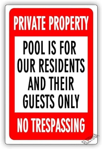 Warning Sign,Pool Rules Sign,private property pool is for our residents ...