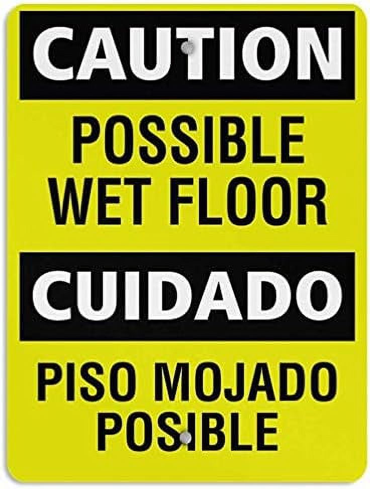 Warning Sign Possible Wet Floor Cuidado Piso Mojado Posible Sign ...
