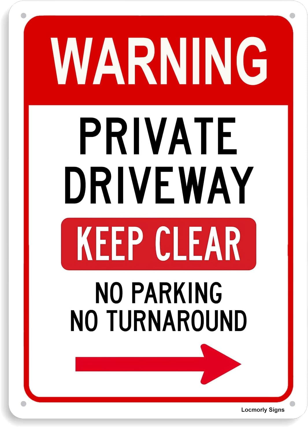 Warning Sign, Private Driveway Keep Clear No Parking No Turnaround Sign ...