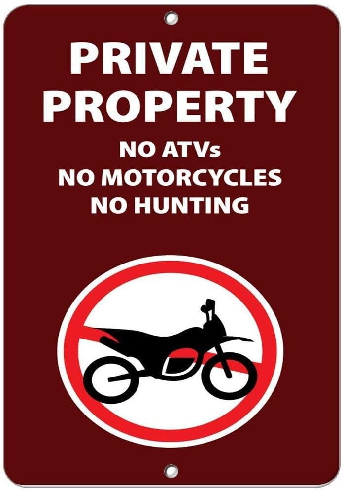 Warning Sign Private Property No Atvs No Motorcycles No Hunting Road ...