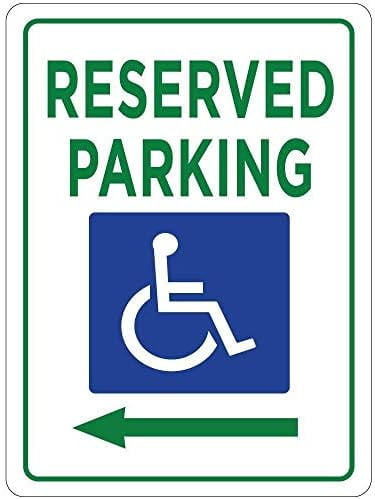Warning Sign Reserved Parking W/Handicapped Symbol W Left Arrow Sign ...