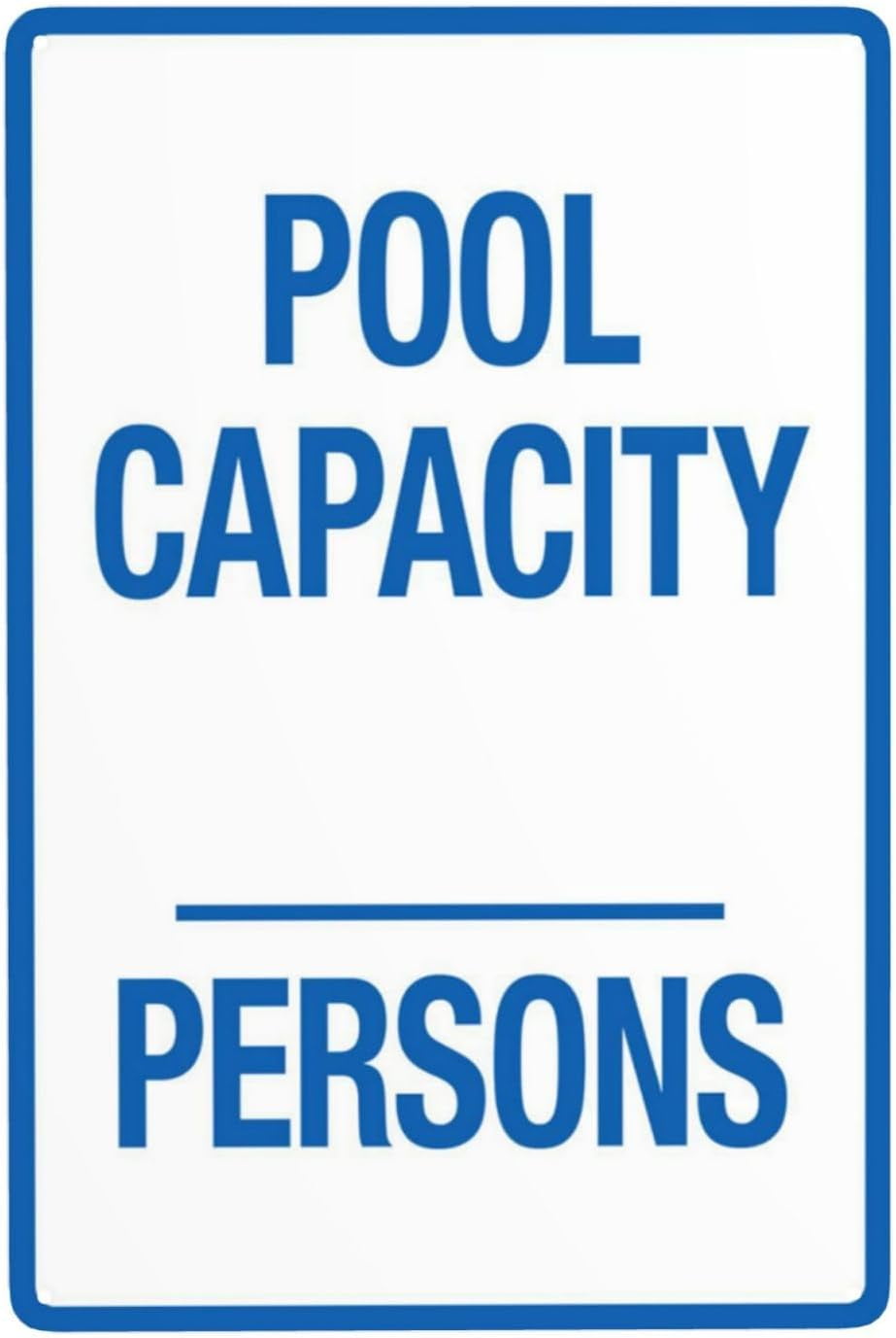Warning Sign Retro Metal Sign Metal Tin Sign, Pool Capacity Sign, Pool ...
