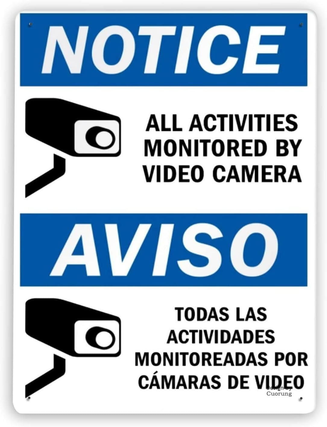 Warning Sign Rules Sign,bilingual Notice Video Surveillance All ...