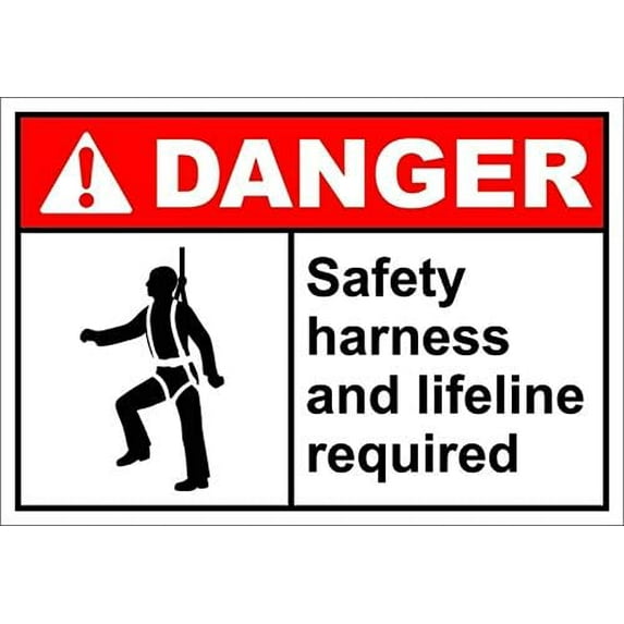Warning Sign Safety Harness and Lifeline Required Danger Sign Business ...
