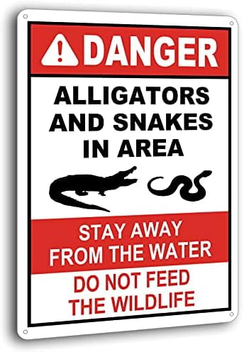 Warning Sign Safety Sign BarAlligators and Snakes in Area Sign Notice ...