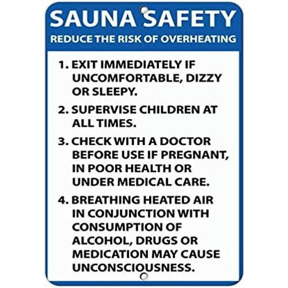 Warning Sign Sauna Safety Reduce Risk of Overheating Activity Sign ...