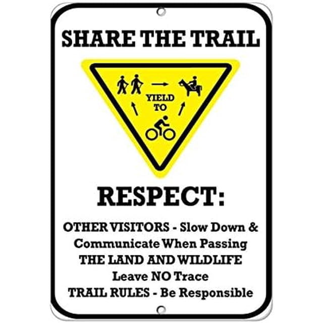 Warning Sign Share Trail Respect: Visitors Slow Down & Communicate Sign ...