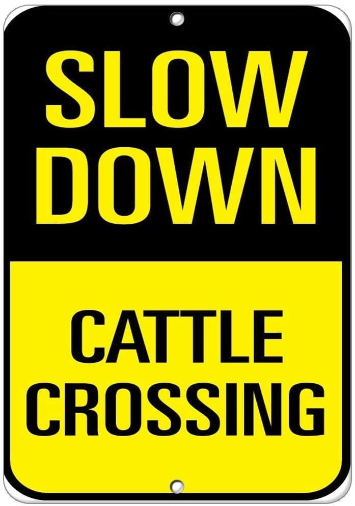 Warning Sign Slow Down Cattle Crossing Traffic Sign Road Sign Business ...