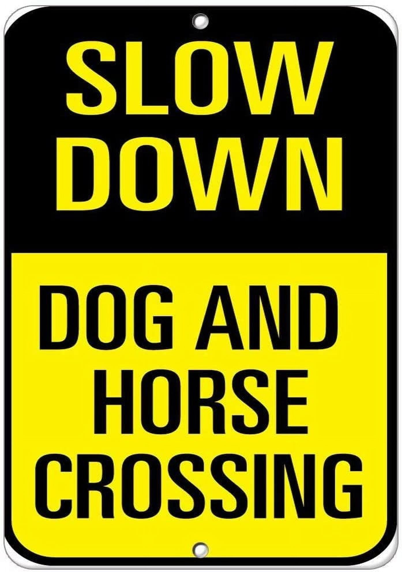 Warning Sign Slow Down Dog and Horse Crossing Traffic Sign Road Sign ...