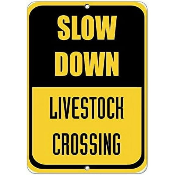 Warning Sign Slow Down Livestock Crossing Traffic Sign Business Sign ...