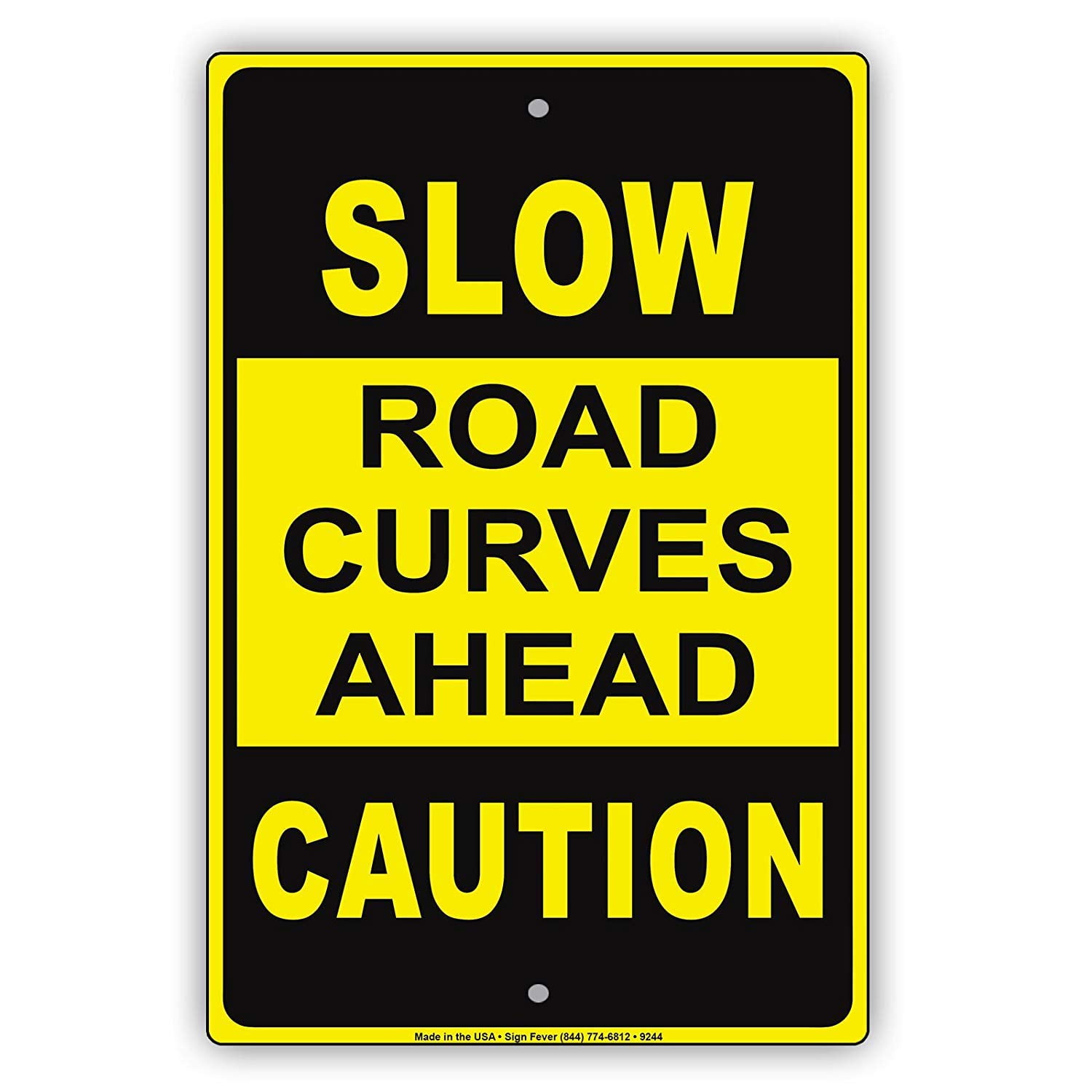 Warning Sign Slow Down Road Curves Ahead Danger Peril Caution Road Sign ...