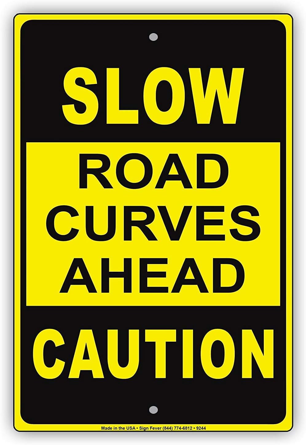 Warning Sign Slow Down Road Curves Ahead Danger Peril Caution Road Sign ...