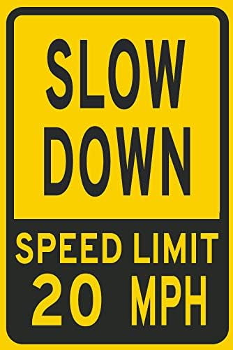 Warning Sign Slow Down Speed Limit 20 MPH Road Sign Business Sign 8X12 ...