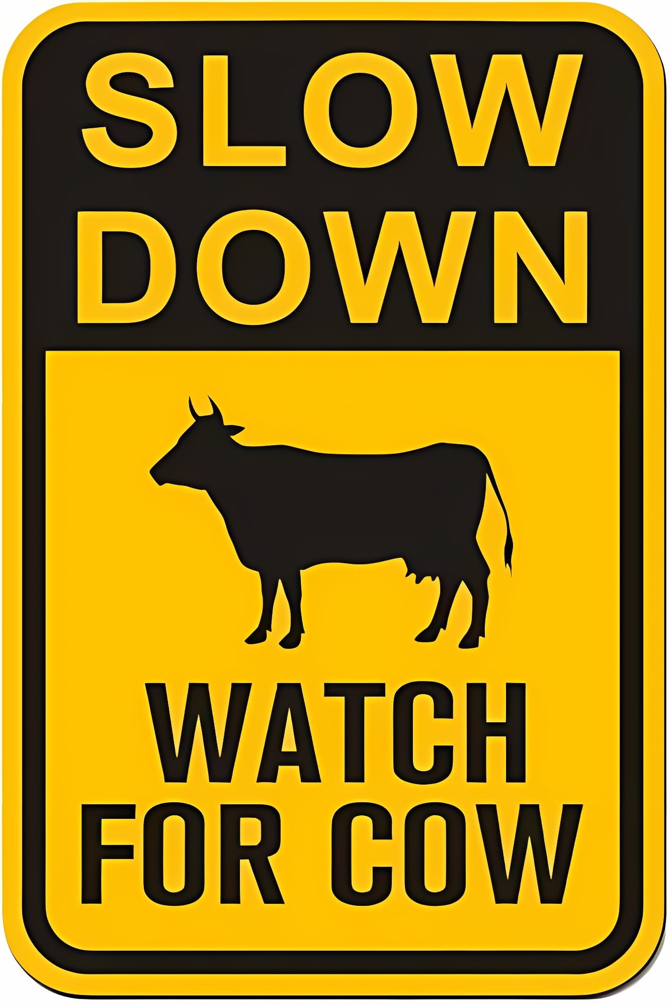 Warning Sign - Slow Down Watch for Cow - 8"x12" Aluminum Rust-Proof ...