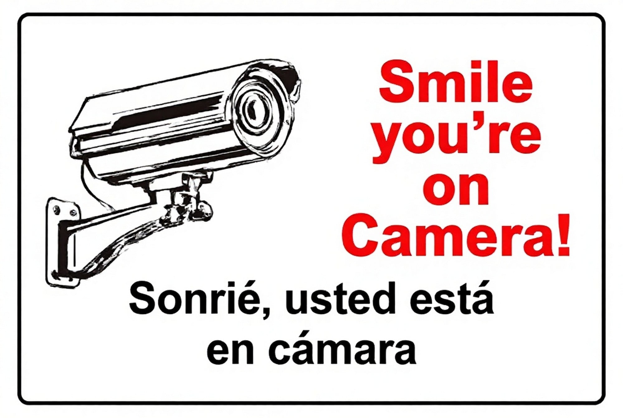 Warning Sign Smile You're On Our Camera Video Security CCTV Warning ...