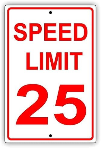 Warning Sign Speed Limit 25 MPH Miles Per Hour Red Letters Zone Slow ...