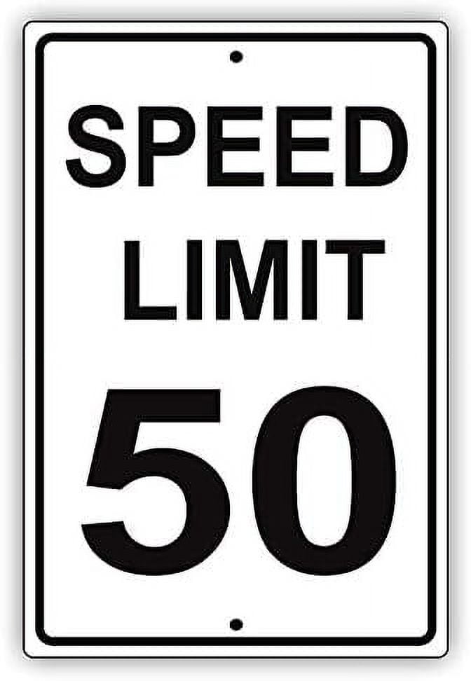 Warning Sign Speed Limit 50 MPH Miles Per Hour Black Letters Zone Slow ...