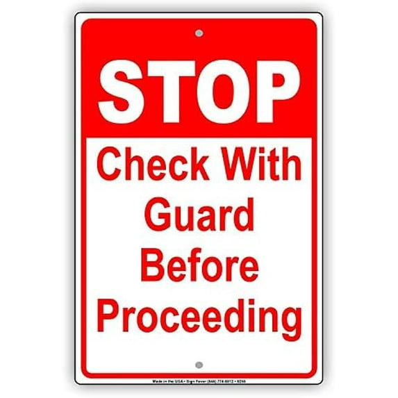 Warning Sign Stop Check with Guard Before Proceeding Caution Warning ...